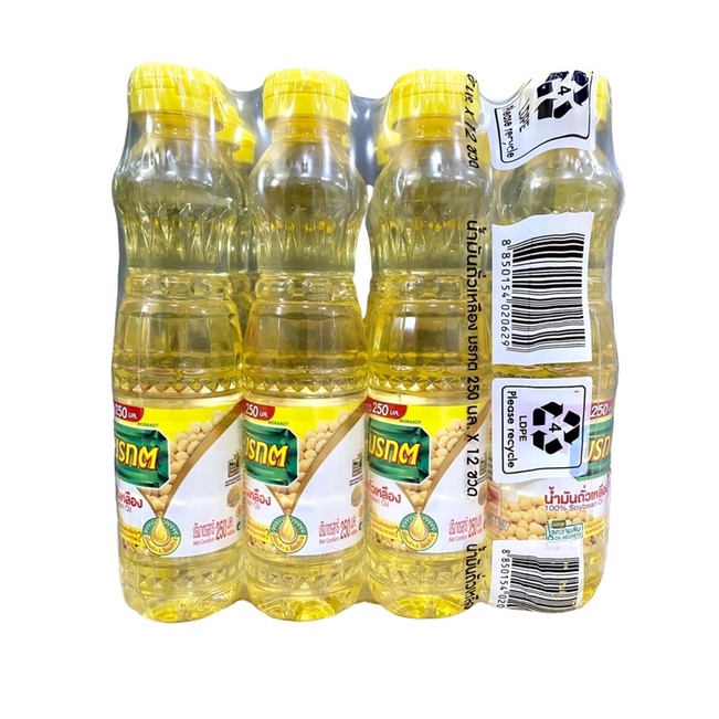 น้ำมันถั่วเหลือง 100% ตรา มรกต (Morakot Brand) ขนาด 250 มล. (แพ็ค 12 ...
