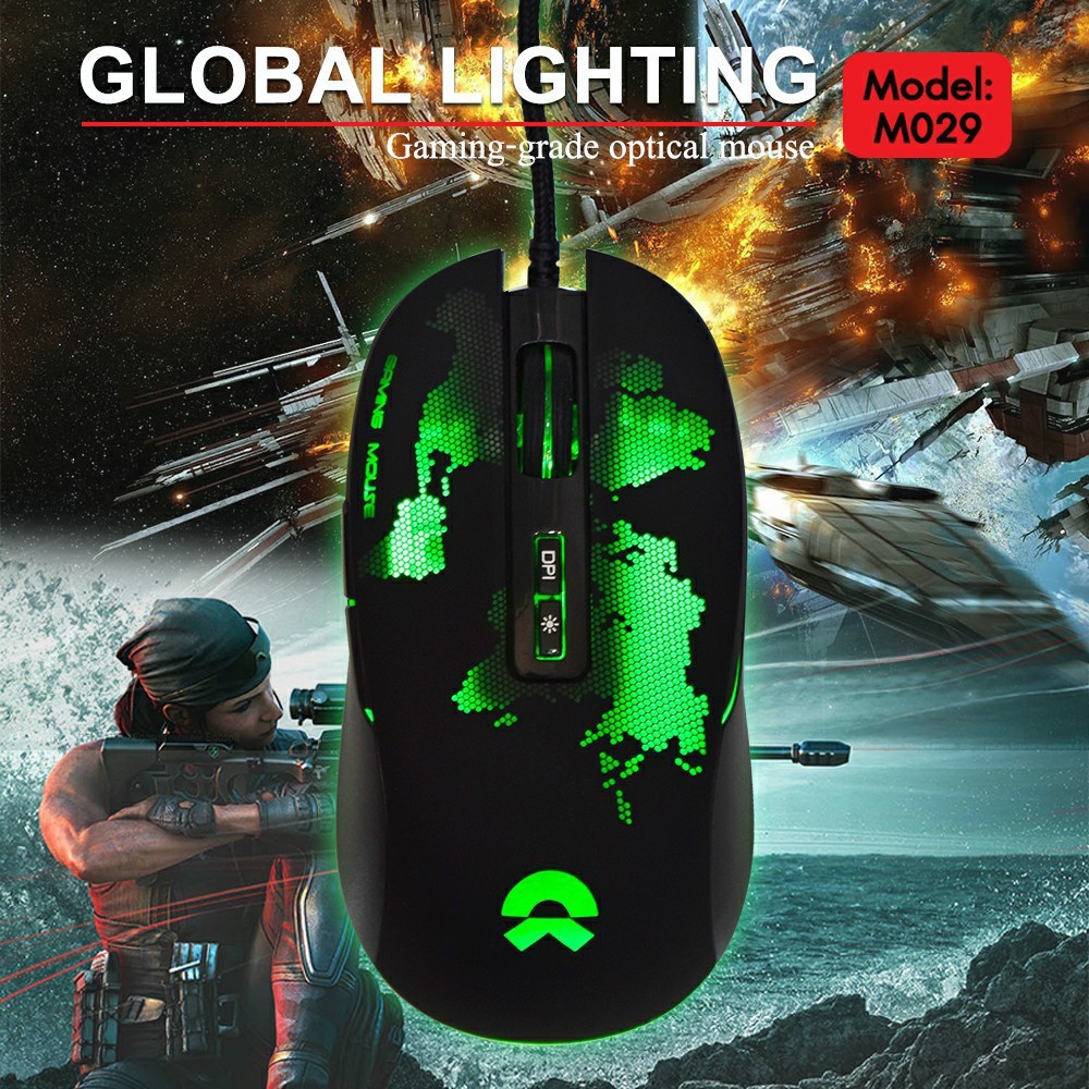 OKER M029 Global Lighting Gaming Mouse เมาส์มาโคร 7 ปุ่ม 6400 DPI ...