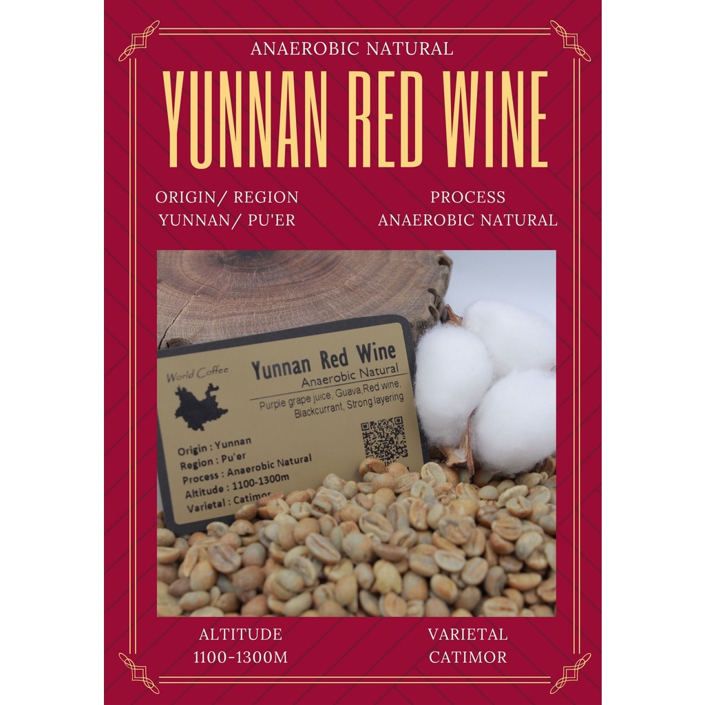 พร้อมส่ง เมล็ดกาแฟดิบ Yunnan Red Wine Pu’er Yunnan Anaerobic Natural ...