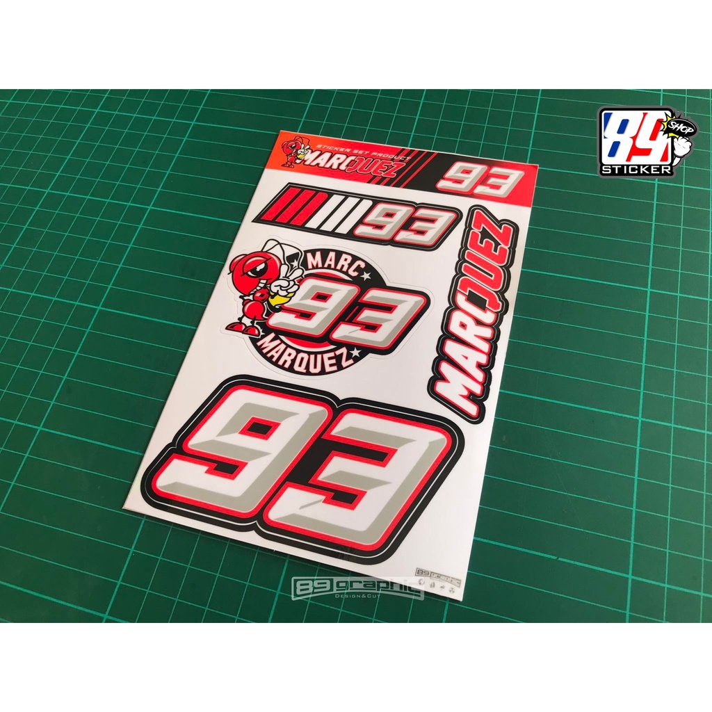 สติกเกอร์ ชุดคิท93 มาร์ค มาเกช เบอร์93 และตัวการ์ตูนมด สำหรับแปะมอไซค์ ...