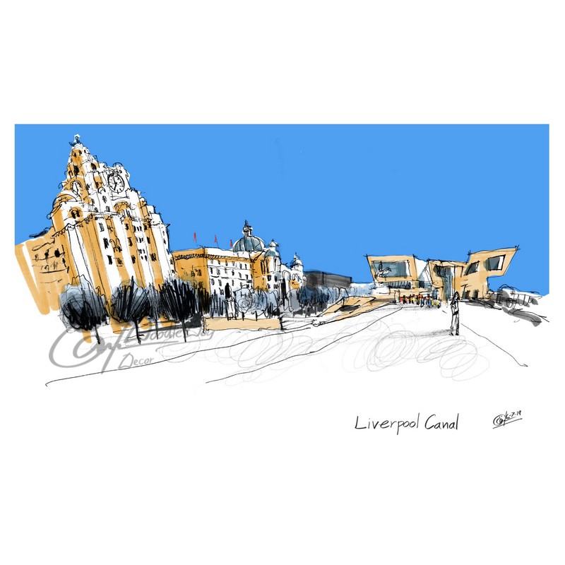 ภาพวาดทิวทัศในเมืองลิเวอร์พูล ประเทศอังกฤษ The Liver Buildings | Shopee ...
