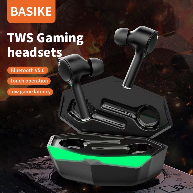 Basike หูฟัง ไร้สาย หูฟัง บลูทูธ หูฝังบลูทูธ หูงฟังไร้สาย เกม TWS หูฟัง ...