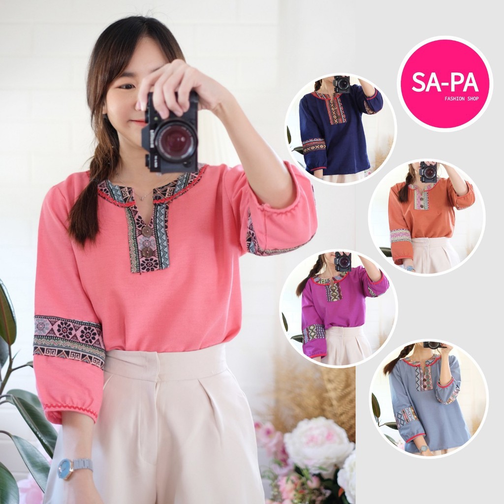 เสื้อผ้าฝ้ายแขนสามส่วน อก freesize- 40นิ้ว | Shopee Thailand