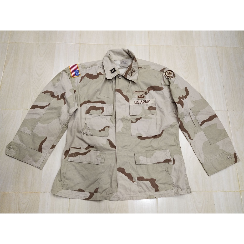 เสื้อทหาร อเมริกัน ลายพรางทะเลทราย3สี ( N024 ) ผ้า ripstop งานกองทัพ ขนาด Large Short | Shopee ...