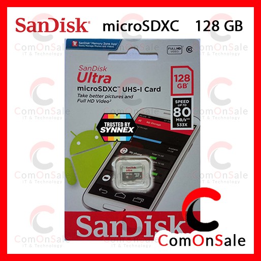 SanDisk Ultra Micro SDXC 128GB UHS-I CLASS 10 (SDSQUNS_128G_GN6MN) ความเร็วในการอ่านสูงสุด 80 MB ...