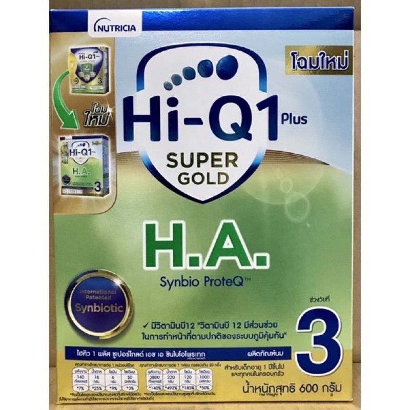 Hi Q 1Plus Super Gold HA3 1 กล่อง 600 กรัม (นมผง ไฮคิว HA 3 วันพลัส ซูเปอร์โกลด์ เอชเอ 3 ,ขนาด ...