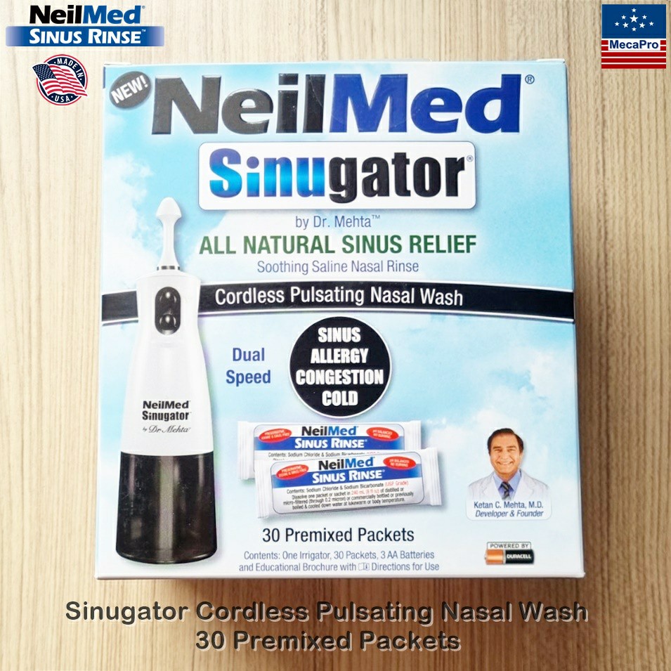 NeilMed® Sinugator Relief Cordless Pulsating Nasal Wash Kit 30 Premixed ...