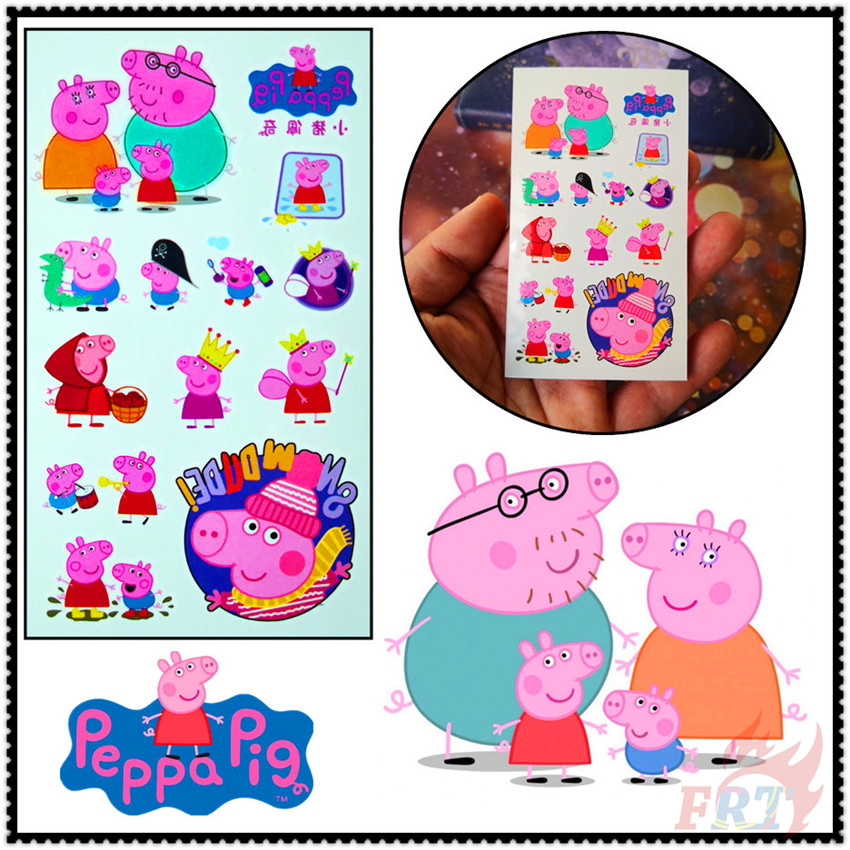Peppa Pig - Cartoon Mini Temporary Tattoo สติ๊กเกอร์ 1Sheet Waterproof ...