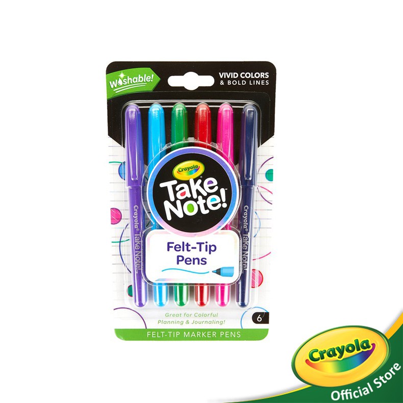 Crayola Take Note 6 Colors Washable Felt Tip Marker เครโยล่า สีเมจิกหัว ...