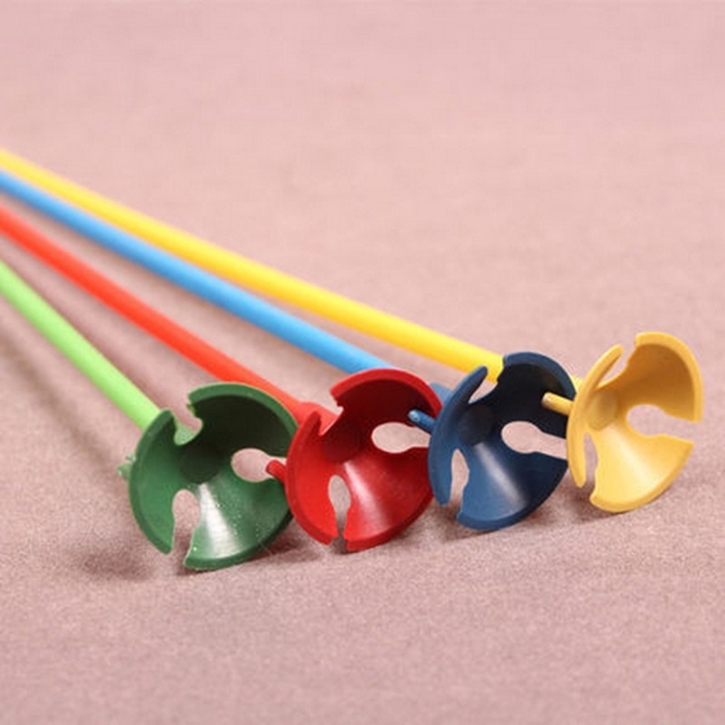 [MEOW] 20 ชิ้นสุ่มผสมสีลูกโป่งน้ํายางที่วางพลาสติก Stick 42 ซม./Batang ...
