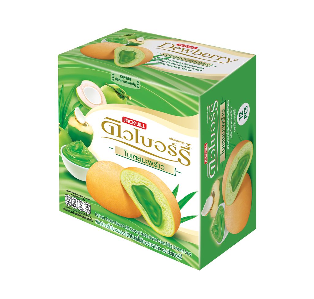 DEWBERRY PUFF CAKEขนมดิวเบอร์รี่พัฟเค้กรสชาติใบเตยมะพร้าว15 กรัมx12ซอง ...