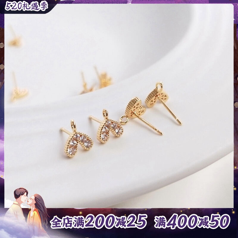 [ต่างหูและตะขอ] ต่างหูรูปหัวใจรูปหัวใจสีพีชฝังเพทายสีทอง14K 925เข็มเงินพร้อมแหวนต่างหู DIY ...