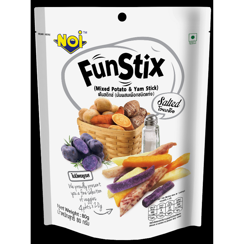 NOI Fun Stix Salted เอ็นโอไอ มันผสมเผือกแท่งโรยเกลือ 80 กรัม | Shopee ...