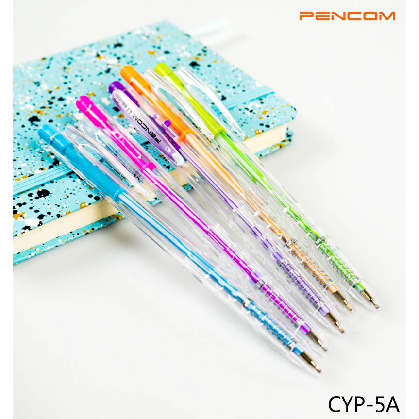 ปากกาหมึกลูกลื่นน้ำมันสีน้ำเงิน หัวปากกา 0.5 mm. Pencom CYP5/A แบบกดด้ามใส | Shopee Thailand