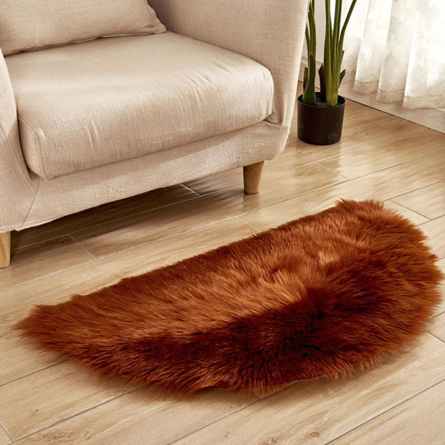 พรมปูพื้นครึ่งวงกลม ขนสั้น พรมขนมิ้ง Half Circle Fur Faux Rug Carpet ...