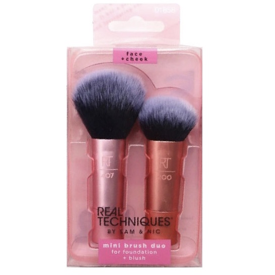 Real Techniques 2 ชิ้น Mini Brush Duo Travel Makeup Brush Set BLUSH ...