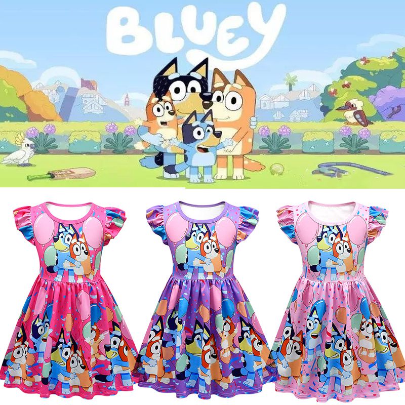 Girl Kids Bluey Bingo Print Cosplay Dress Birthday Party Skirt Baby ...