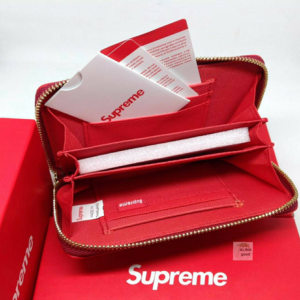 Supreme กระเป๋าสตางค์สุพรีม sp01 พร้อมกล่อง ใบสั้น | Shopee Thailand