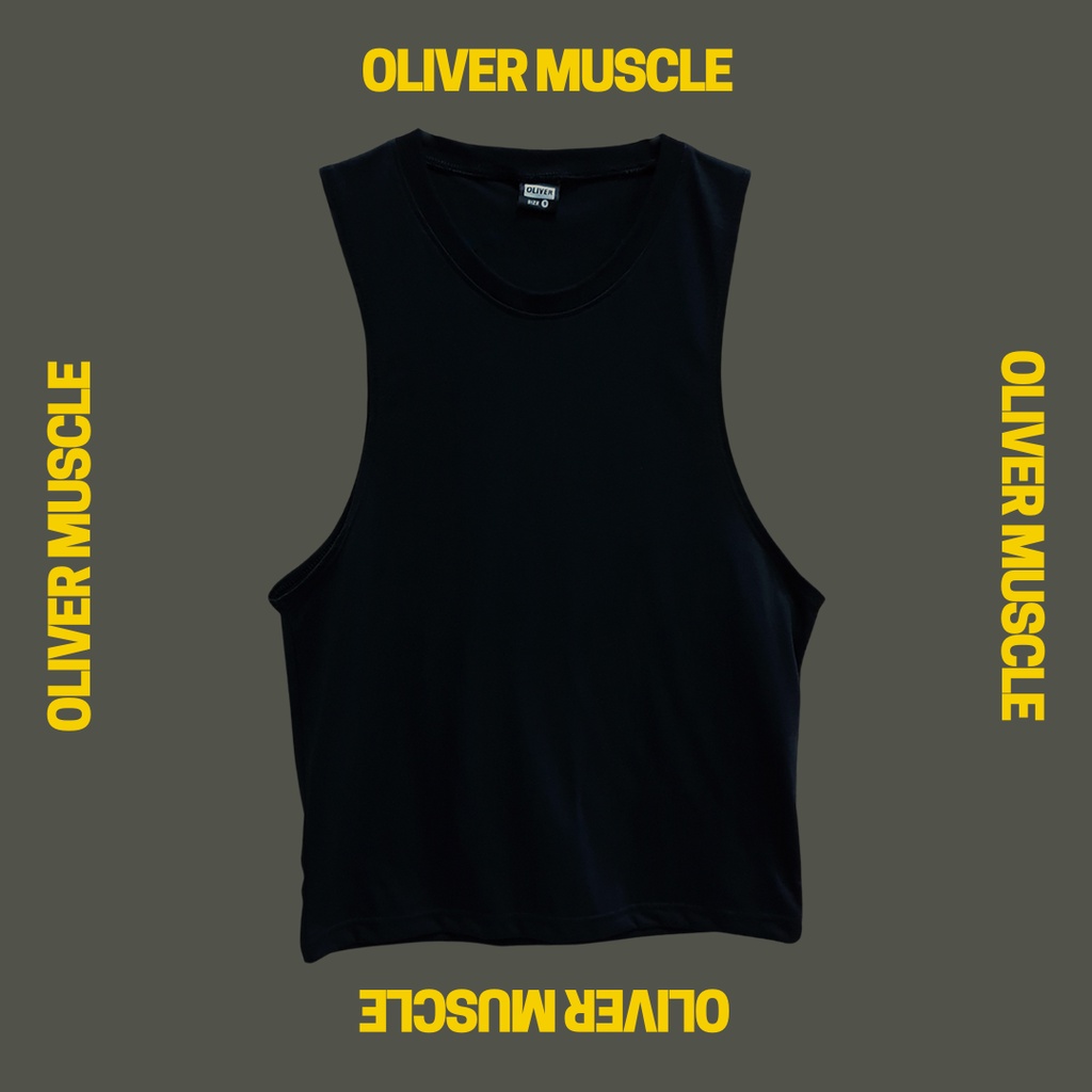 OLIVER MUSCLE เสื้อแขนกุดผู้ชายสีดำ ใส่ออกกำลังกาย ผ้านุ่มระบายอากาศดี ...