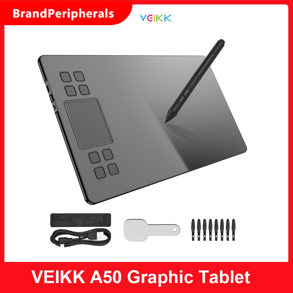 VEIKK A50 Graphics Drawing Tablet 10 x 6 Inch 8 Express Keys & Gesture ...