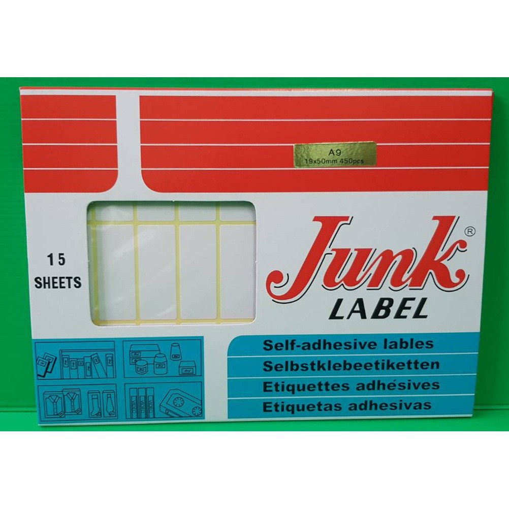 ป้ายสติกเกอร์เอนกประสงค์พร้อมติด Junk Label ขนาด A1-A12 15แผ่นใหญ่/1แพ ...