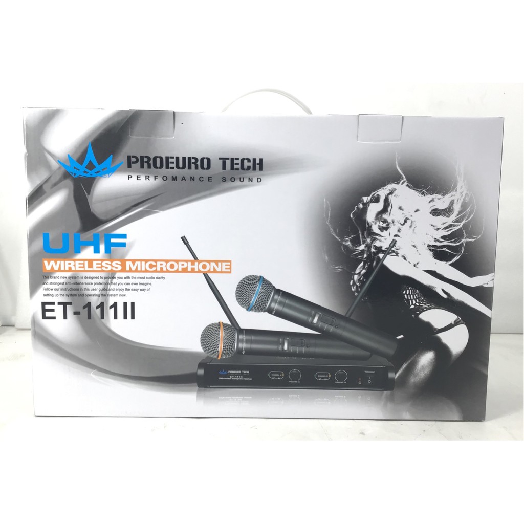 PROEURO TECH ET-11II ไมค์ลอยคู่ UHF ไมโครโฟนไร้สาย (แถมฟรี กระเป๋า) สินค้าใหม่แกะกล่อง 100% รับ ...