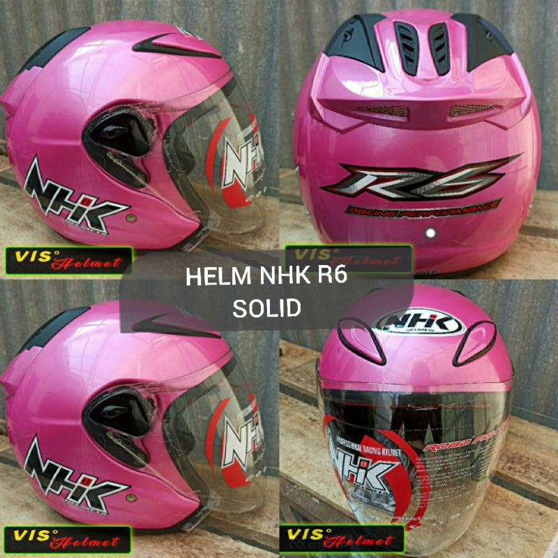 Nhk R6 หมวกกันน็อคสีพื้น / ชมพู / กลอสเดี่ยว / Single Visor / Original Nhk | Shopee Thailand