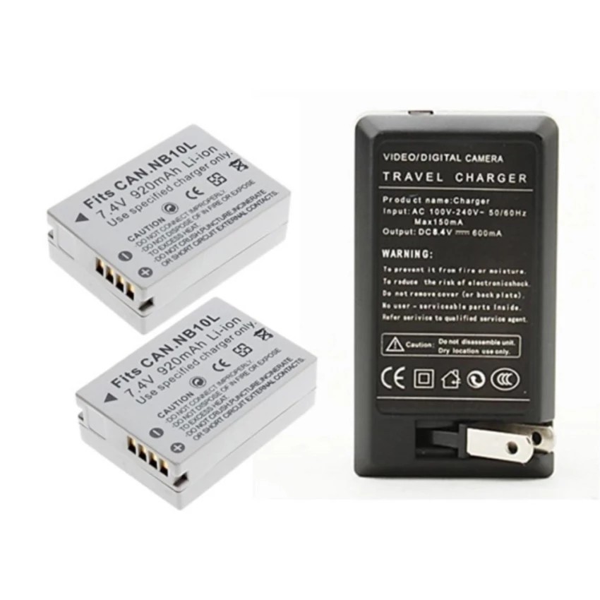 แบตเตอรี่กล้อง รุ่น NB-10L จำนวน 2 ก้อน + แท่นชาร์จ NB-10L Replacement ...