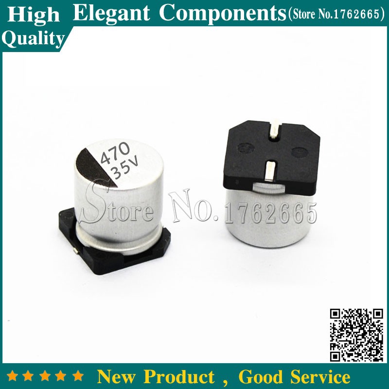 10PCS 470UF 35V 35V 470UF SMD Aluminum Electrolytic Capacitor 35 V ...