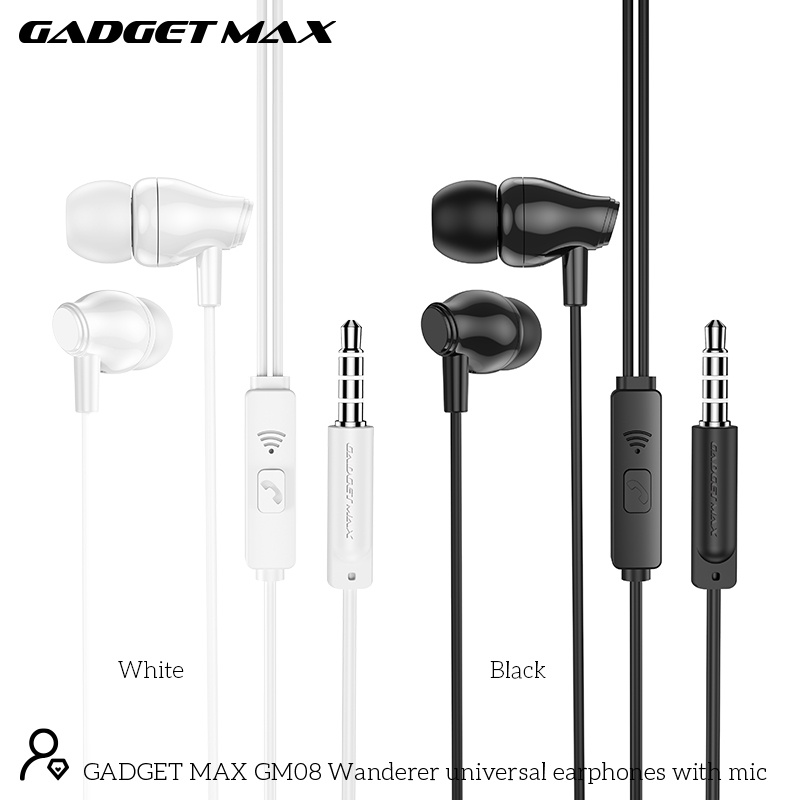 หูฟัง GADGET MAX---GM08 UNIVERSAL WIRED 3.5MM EARPHONE WITH MIC (1.2M ...