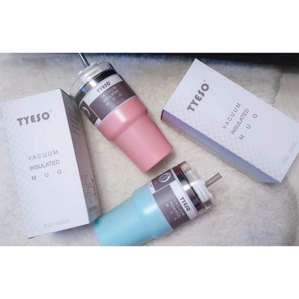 แก้วน้ำเก็บอุณหภูมิ TYSEO ขนาด600ml. **แถมฟรี กระเป๋าใส่แก้ว1ใบ ** สีพ ...