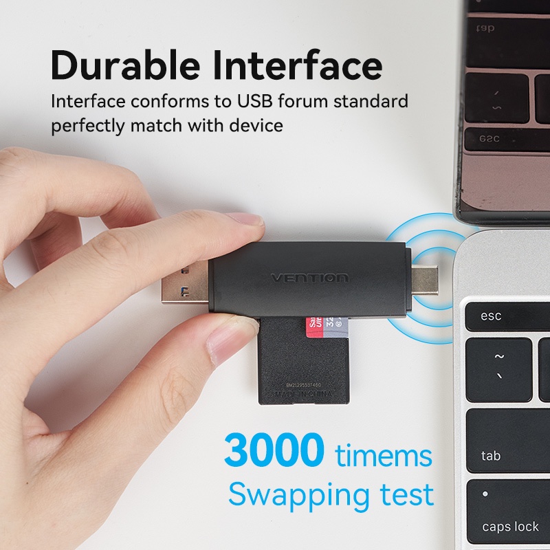 VENTION เครื่องอ่านการ์ดรีดเดอร์ USB 3.0 Type C 512GB 2 in 1 SD Card ...