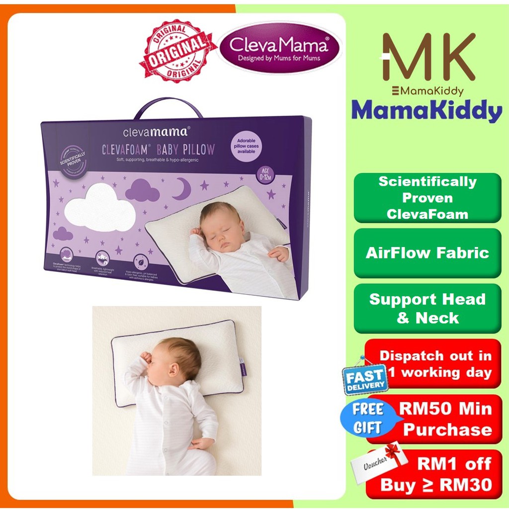 Clevamama ClevaFoam BABY Pillow Cover Blue / Pink Coral / Grey | Shopee ...