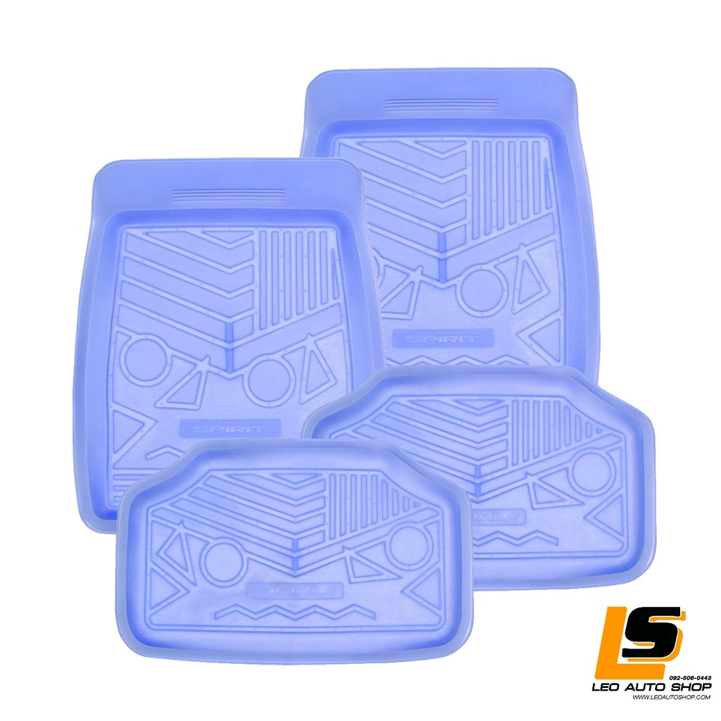 LEOMAX ชุดถาดปูพื้นรถยนต์ PVC รุ่น Spirit ไลอ้อน สำหรับกระบะรุ่นแคป 4 ชิ้น (หน้าx2 แคปx2) สีฟ้า ...