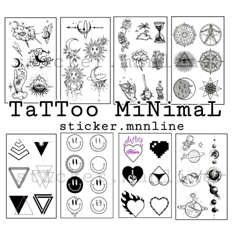 ⭐tattoo Sticker⭐ รอยสัก มินิมอล Minimal เป็นแบบชั่วคราว 2 7 วัน ติดแล้ว