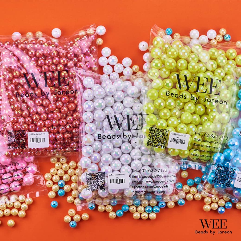 6/7 Weevy weebeads ลูกปัด กลมเกลี้ยงสีรุ้ง 16,18,20 mm. มีหลายสีหลายขนาดให้เลือก สินค้าพร้อมส่ง ...