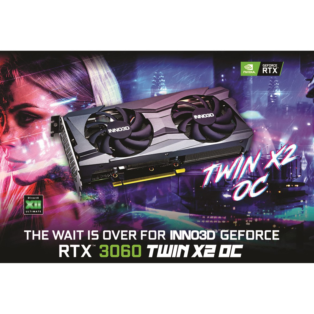 VGA RTX 3060 TWIN X2 OC 12GB (LHR) INNO3D (N30602-12D6X-11902120H) ของใหม่ ประกันศูนย์ไทย 3 ปี ...