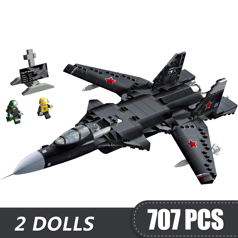 707pcs Building Blocks ใช้งานร่วมกับ Lego SU-47 Plane รุ่นทหารอิฐชุดของ ...