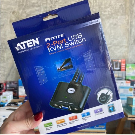 ATEN 2-Port USB VGA Cable KVM Switch รุ่น CS22U | Shopee Thailand