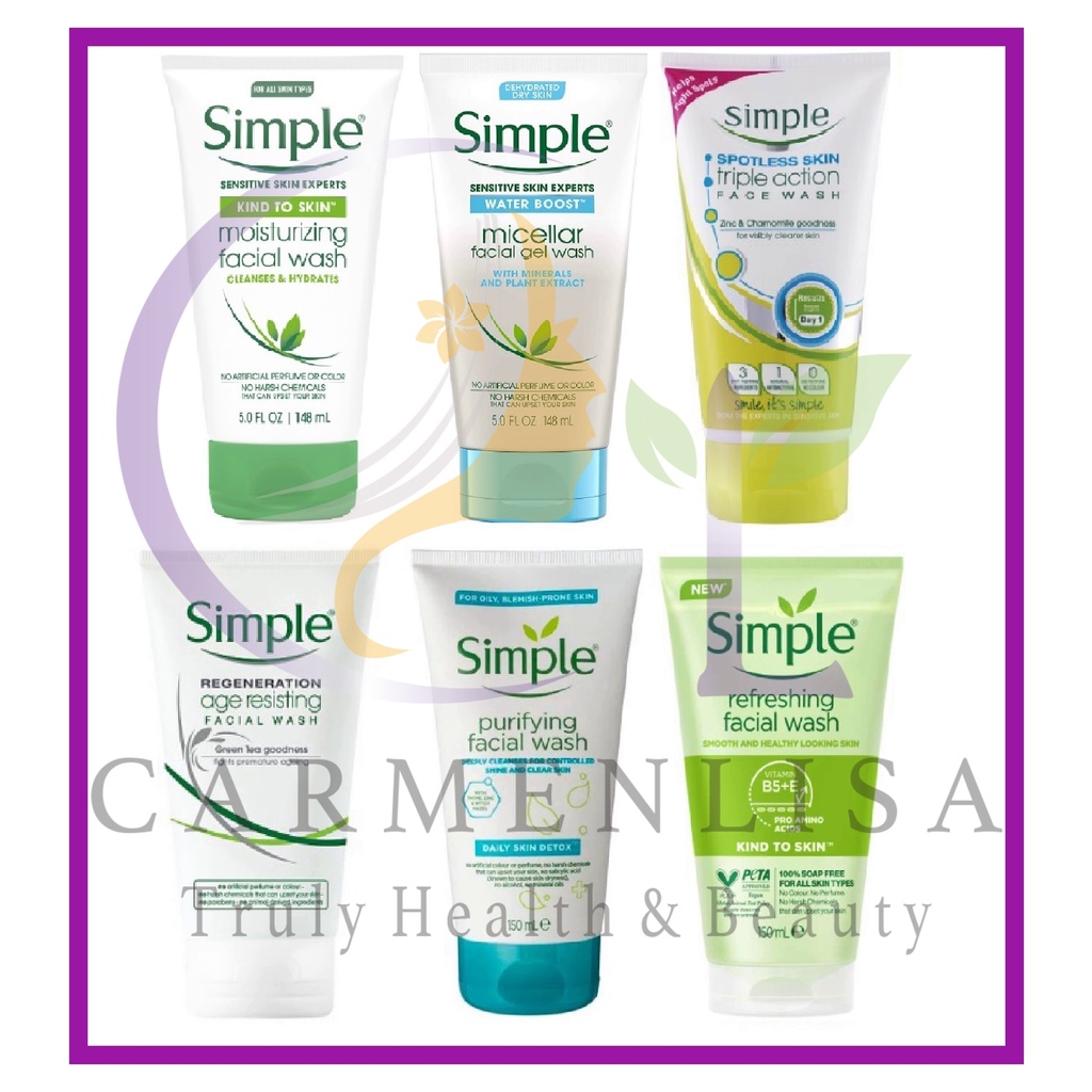 Simple Face Wash Refreshing / Moisturising / Micellar Facial Wash / Age ...