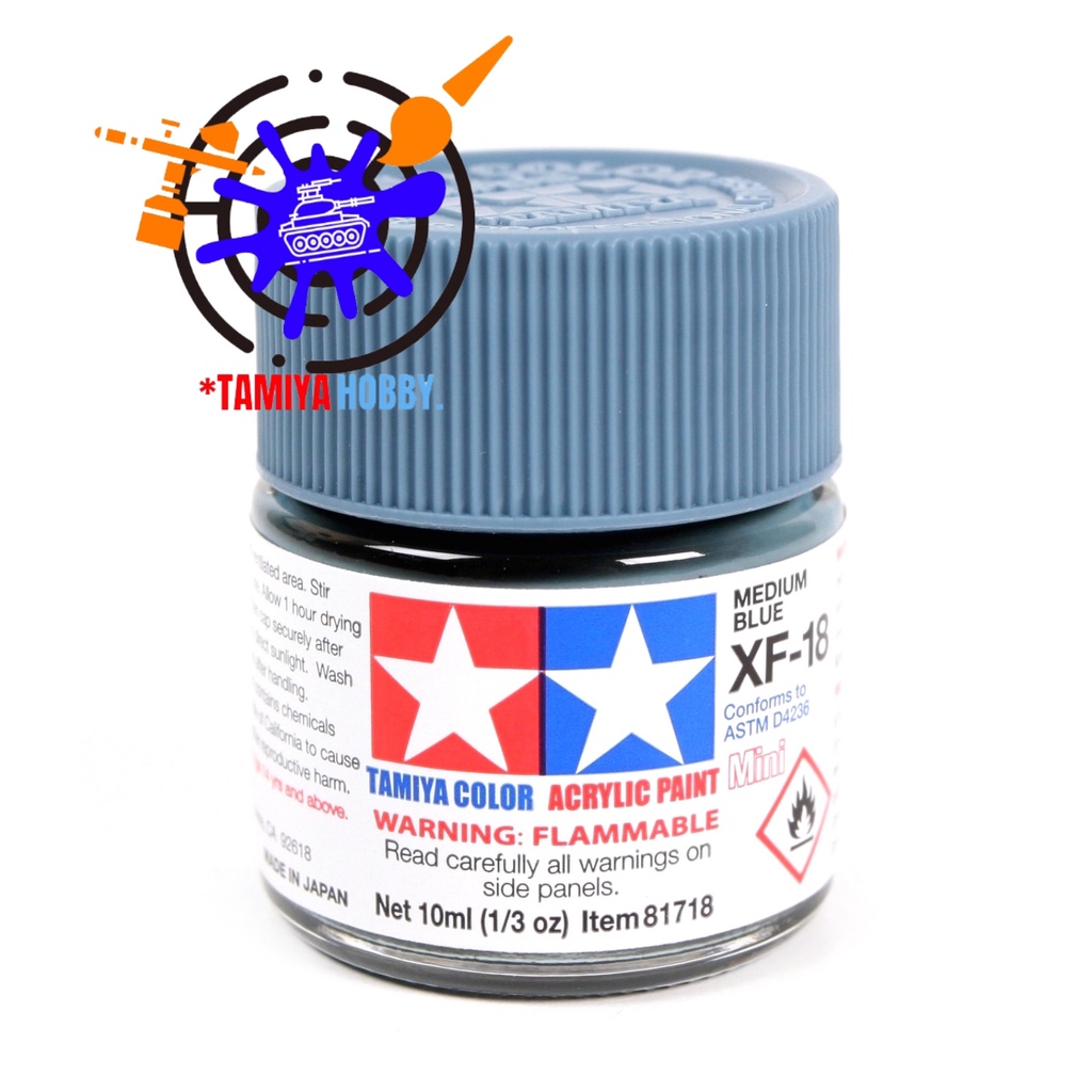 สีสูตรน้ำชนิดด้าน Tamiya Acrylic XF18 Medium Blue 10ml | Shopee Thailand
