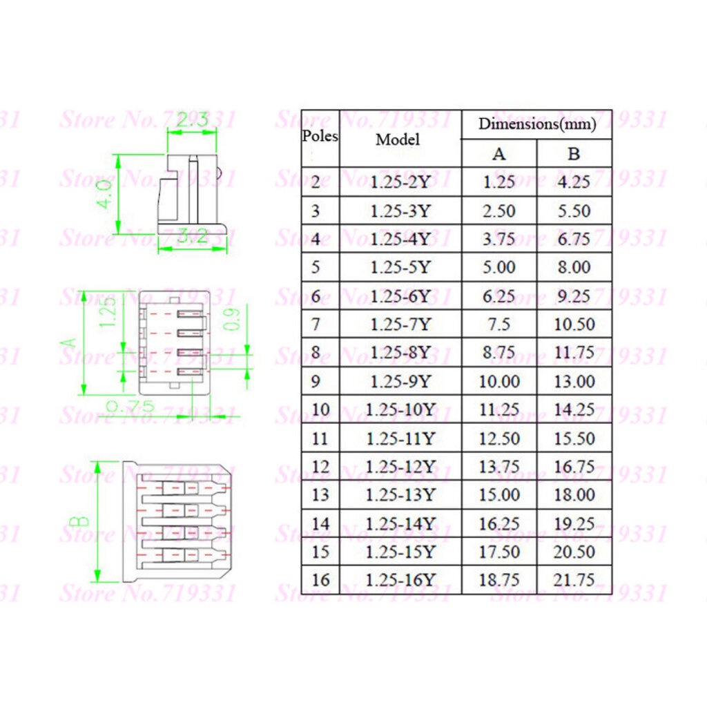 Connector JST 1.25mm ปลายเปลือย ยาว 20cm [2P/3P/4P/5P/6P/7P/8P/9P/10P] | Shopee Thailand