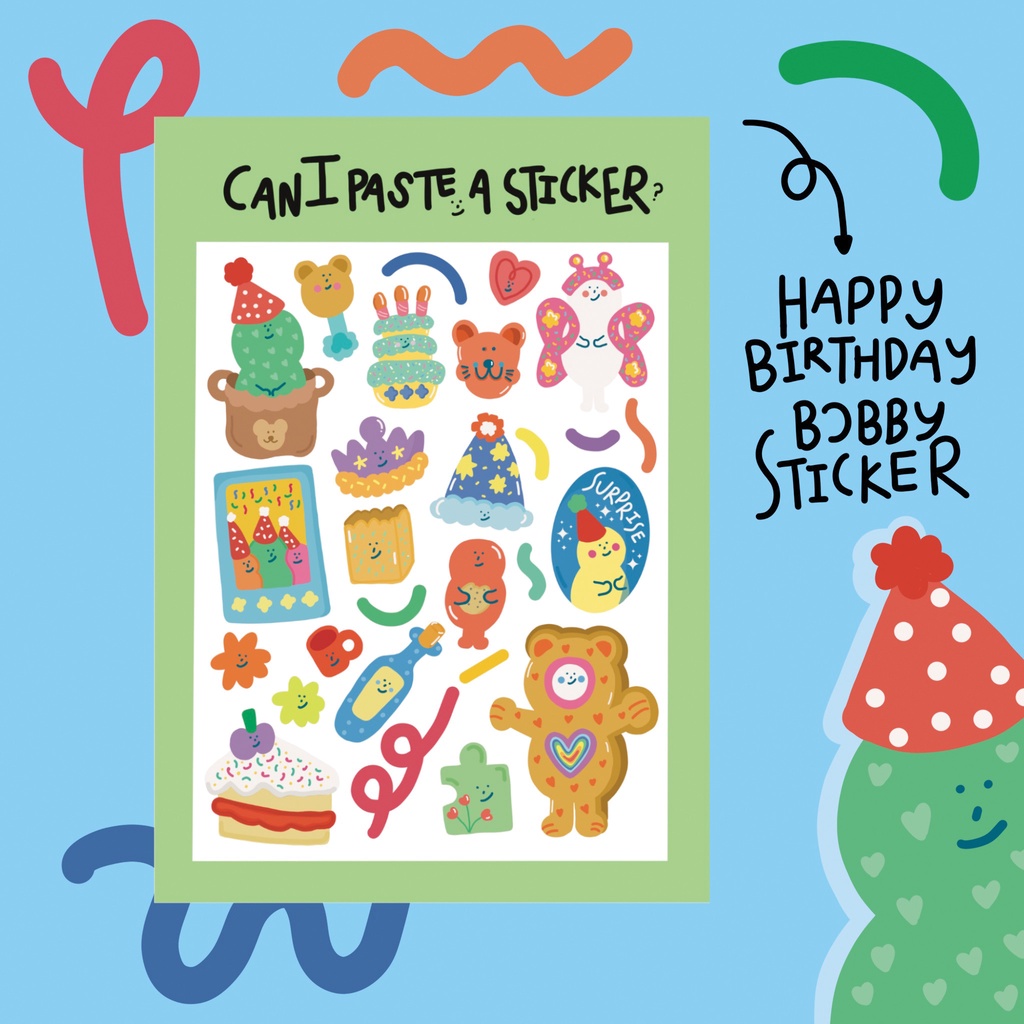 Happy birthday bobby sticker PVC CanIPasteASticker | Shopee Thailand