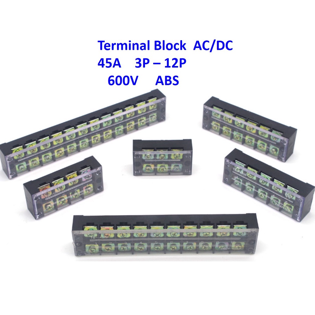 terminal block เทอมินอล บล้อค บล้อคไฟฟ้า 45A 600V 3-12P ไฟแรงสูง รองรับ AC-DC ส่งด่วน 2 วัน ...
