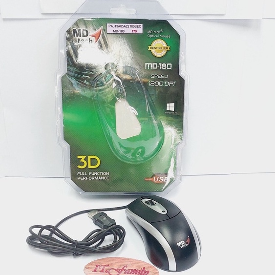 เม้าท์แบบสายUSB MOUSE OPTICAL MD-180 สีดำ-เทา MD-TECH (ออกใบกำกับได้) | Shopee Thailand
