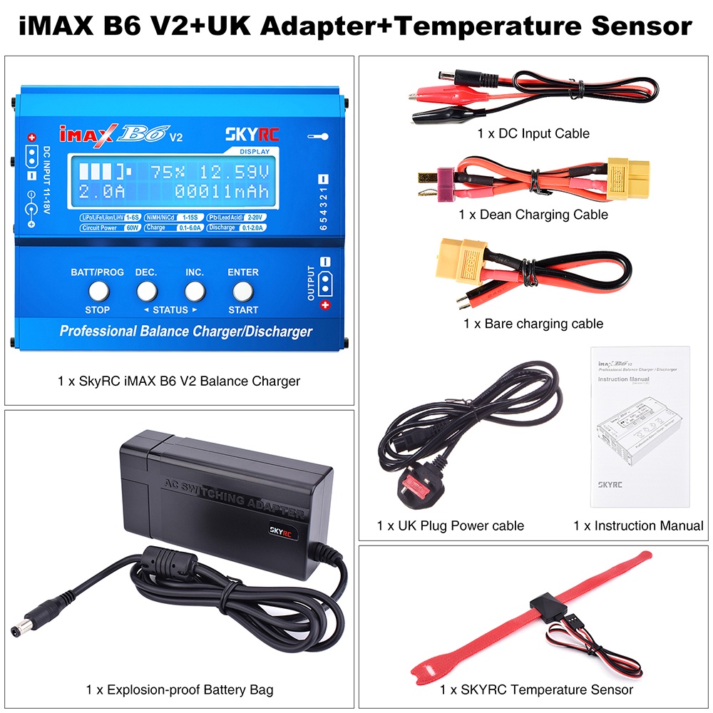 ของแท้ SKYRC ที่ชาร์จแบตเตอรี่ iMAX B6 V2 6A 60W สําหรับ NiMH NiCd LiHV ...