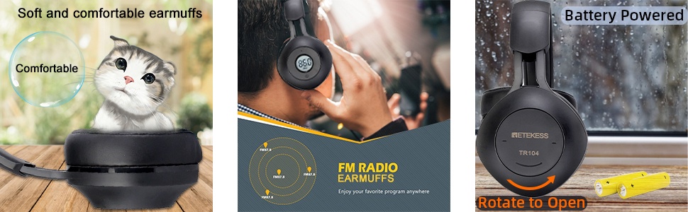 Retekess TR104 ชุดหูฟังวิทยุ FM ดิจิทัล พร้อมอินพุต AUX | Shopee Thailand