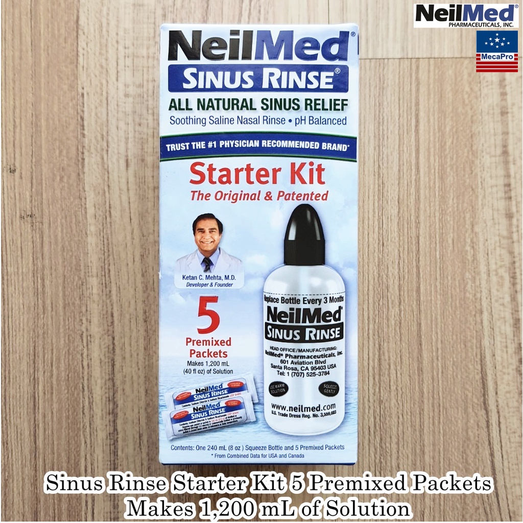 (NeilMed®) Rinse Starter Kit 5, 10 Premixed Packets and One 240 mL ...