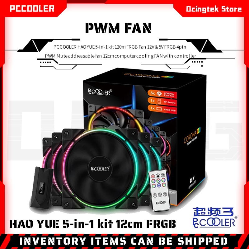 Pccooler HAO YUE 5-in-1 ชุดพัดลมระบายความร้อนคอมพิวเตอร์ FRGB 12V & 5V FRGB 4pin PWM 12 ซม. 120 ...