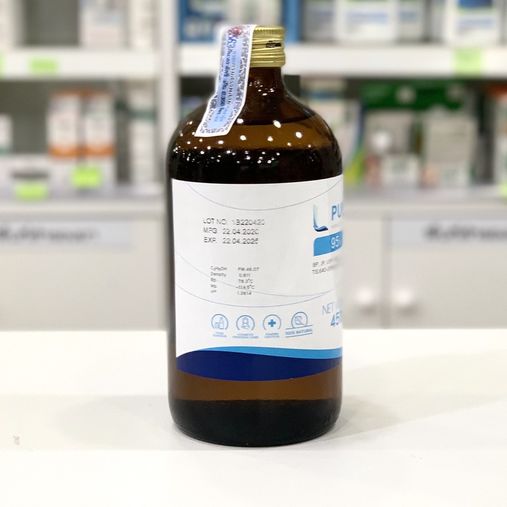 ♨ทำความสะอาด Pure Alcohol 95% เอทิลแอลกอฮอล์ เกรดยา/อาหาร 450 ml ...